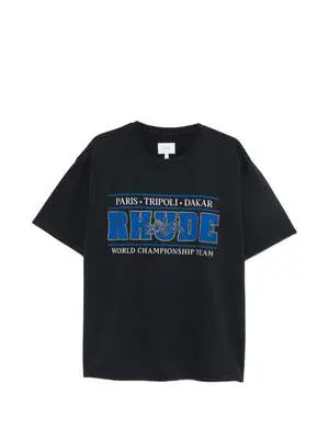 Rhude Cotton Crewneck T-shirt With Printed Front Panel