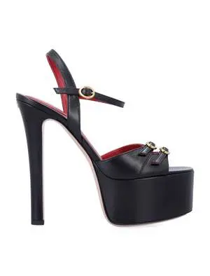 Valentino Garavani Crêpe Stanesilk Platform Pumps With Vlogo Signature & Adjustable Buckle Straps - Nero
