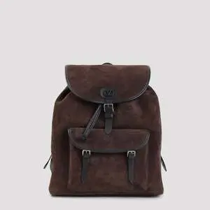 Valentino Garavani Leather And Suede Backpack - Brown