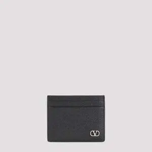 Valentino Garavani 10 X 8 X 0.5 Cm Grain Calf Leather Credit Card Case For - Black