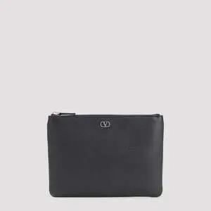 Valentino Garavani Grained Calf Leather Mini Pouch Handbag - Black