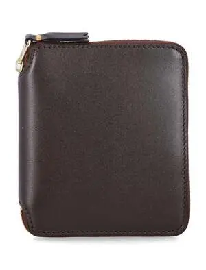 Comme Des Garçons Compact Zip-around Wallet With Gold-tone Hardware And Card Slots - Marrone
