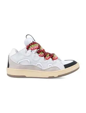 LANVIN Curb Sneaker With Quilted Tongue And Herringbone Detailing - Bianco