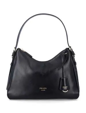 Prada PRADA Leather Shoulder Bag With Embossed Logo Nero