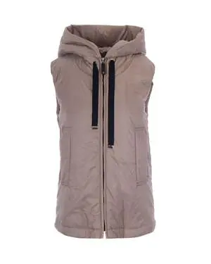 Max Mara Hooded Padded Quilted Vest - Beige
