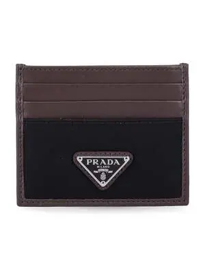 Prada Leather And Re-nylon Card Holder - Nero