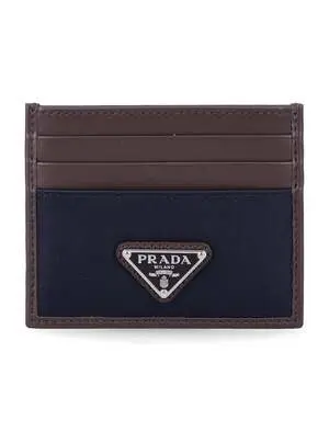 Prada Compact Leather And Nylon Card Holder 8 Cm X 10 Cm