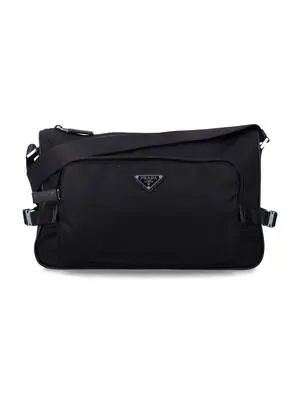 Prada Recycled Polyamide And Calf Leather Crossbody Bag - Nero
