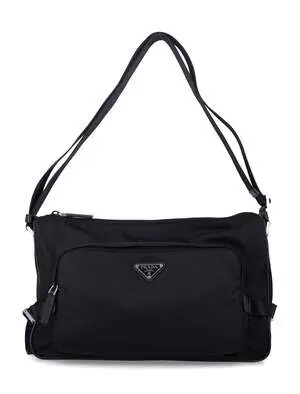 Prada Recycled Polyamide And Calf Leather Crossbody Bag - Nero