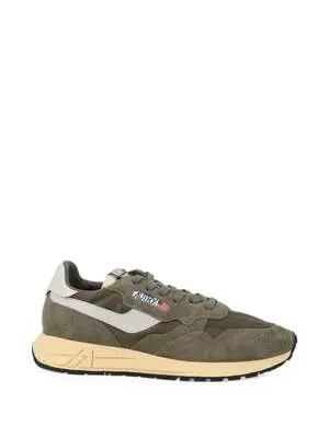 AUTRY Suede And Nylon Mesh Sneakers With Embroidered Tongue Detail - Verde