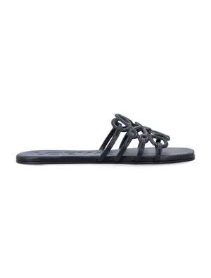Loewe Cut-out Anagram Leather Slides - Nero