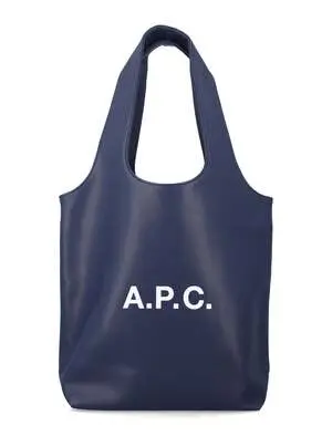 A.p.c. Mini Structured Top-handle Tote Bag With Logo - Blu