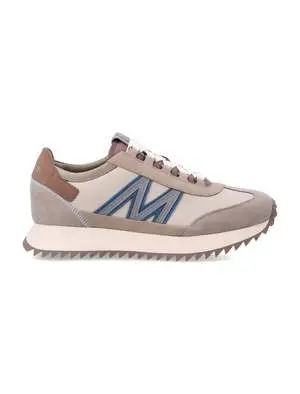 Moncler Monogram-embellished Leather And Nubuck Sneakers With Serrated Tr Sole - Beige