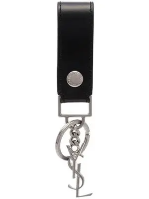 Saint Laurent Leather Strap Logo Charm Keyring Attachment - Black