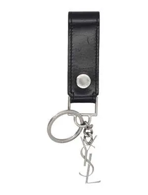 Saint Laurent Leather Strap Logo Charm Keyring Attachment - Nero