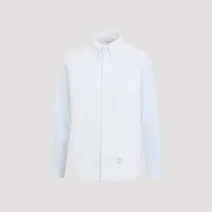 Thom Browne Straight-fit Cotton Button-down Shirt With Long Sleeves - Grey