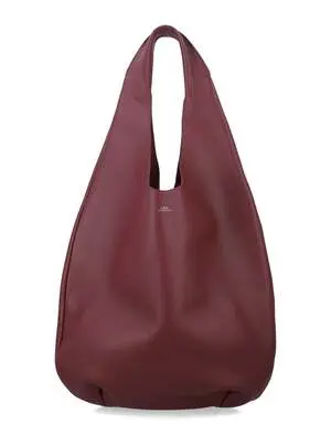 A.p.c. Structured Grained Leather Top Handle Handbag - Wine