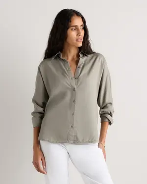 Quince Vintage Wash Tencel Dolman Long Sleeve Shirt - Olive