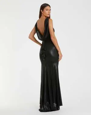 Mac Duggal Petite Metallic Jersey Column Gown