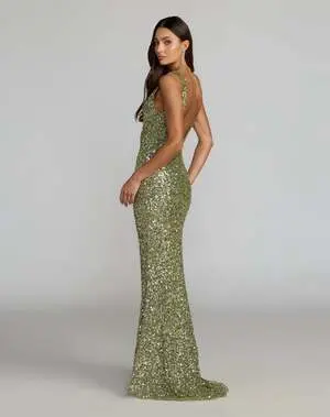 Mac Duggal Sequin Open Back Column Gown