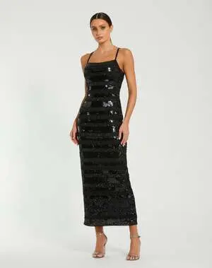 Mac Duggal Embellished Spaghetti Strap Midi Dress