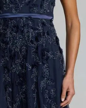 Mac Duggal Floral Embellished Cap Sleeve Gown
