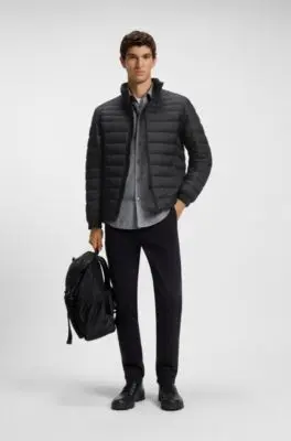 BOSS Packable Water-repellent Padded Jacket With Logo Badge