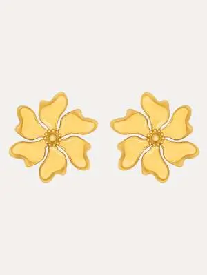 Oscar De La Renta Enamel Cherry Blossom Earrings