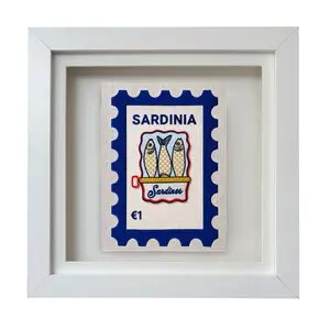 LILLY LOVES Sardinia Embroidered Stamo Artwork - Blue