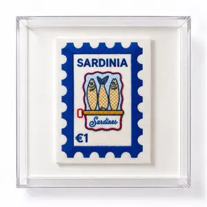 LILLY LOVES Sardinia Embroidered Stamp Artwork - Blue