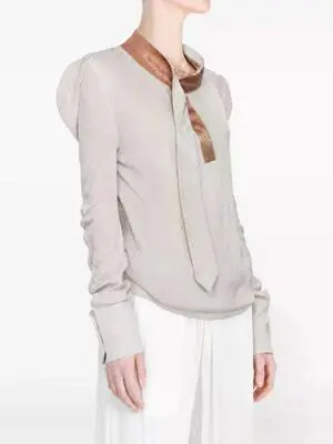 KIKO KOSTADINOV Tie-detail Ruched Blouse