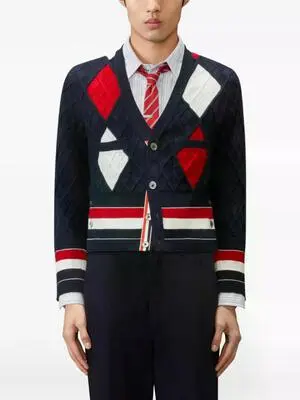 Thom Browne Argyle Intarsia Cashmere Cardigan