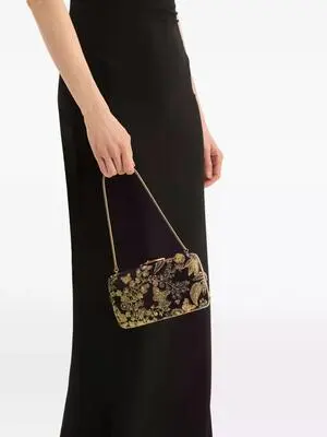 Oscar De La Renta Butterfly Embroidered Minaudière Clutch Bag - Black