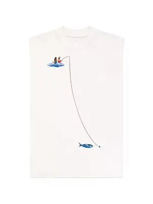 Farm Rio Graphic Print Sleeveless T-shirt - Neutrals