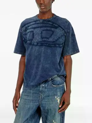DIESEL® Relaxed Cotton T-shirt With Oval-d Applique - Blue