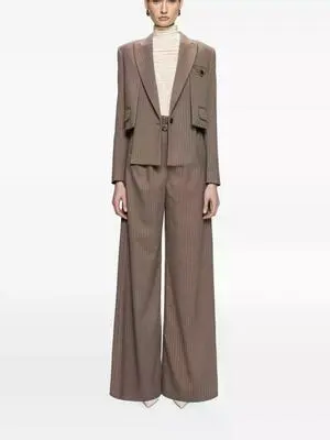 NISSA Pinstriped Wide-leg Trousers With Belt