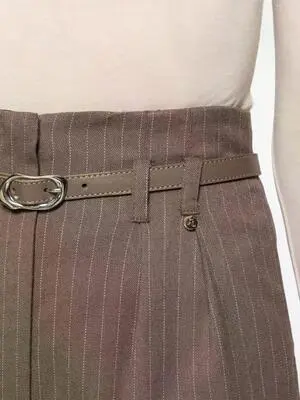NISSA Pinstriped Wide-leg Trousers With Belt