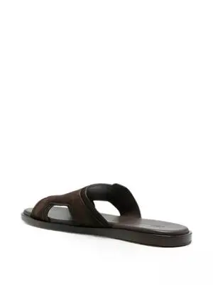 Santoni Double Buckle Suede Sandals