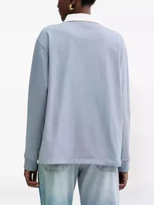Munthe Long-sleeve Polo Top With Button Placket