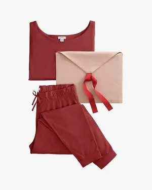Cuyana Drape-back Sleep Set - Cherry