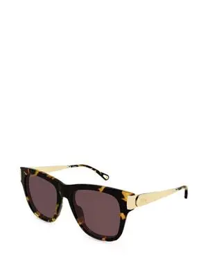 Chloé Tortoiseshell Effect Square Frame Sunglasses - Brown