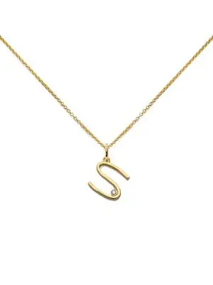 Monica Vinader 18k Vermeil Solitaire Diamond Initial S Pendant - Gold