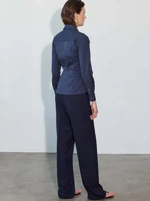 CALLAS MILANO Permanent Collection Savile Stretch Poplin Shirt - Navy