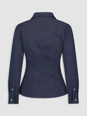CALLAS MILANO Permanent Collection Savile Stretch Poplin Shirt - Navy