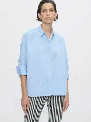 CALLAS MILANO Permanent Collection Sirene Shirt With Printed Back Panel - Turquoise