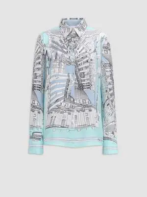 CALLAS MILANO Cameron Rome Silk Shirt - Turquoise