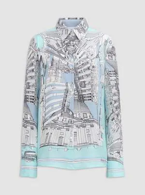 CALLAS MILANO Ps25 Cameron Rome Silk Twill Shirt - Turquoise