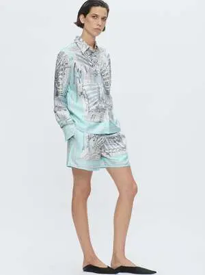 CALLAS MILANO Ps25 Cameron Rome Silk Twill Shirt - Turquoise