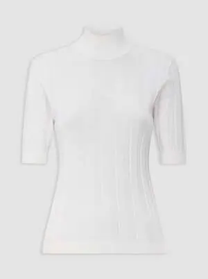 CALLAS MILANO Permanent Collection Jordyn Ribbed Mock Neck Sweater - White