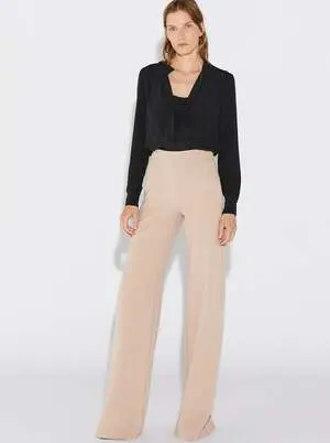 CALLAS MILANO Anouk Wide Leg Crepe Trousers - Taupe